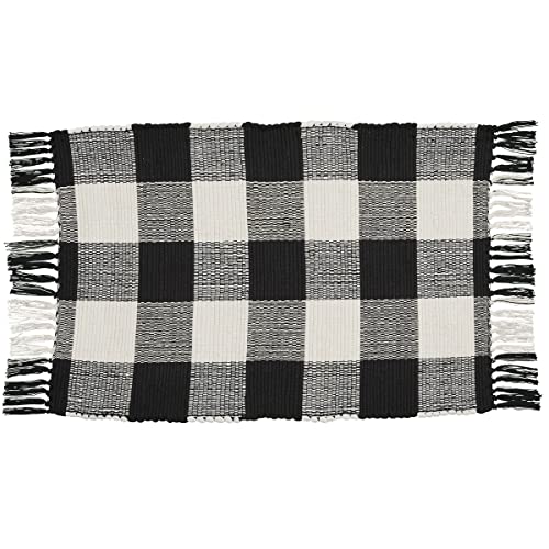 Park Designs Buffalo Check Rag Rug - Black & Cream