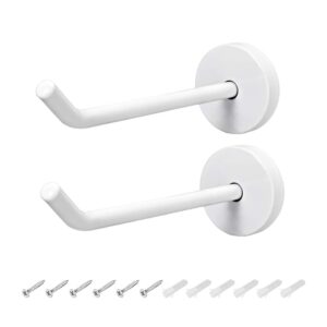 uxcell 2pcs wall mounted hook robe hooks single towel hanger with screws, stainless steel, (3.74inch, white)