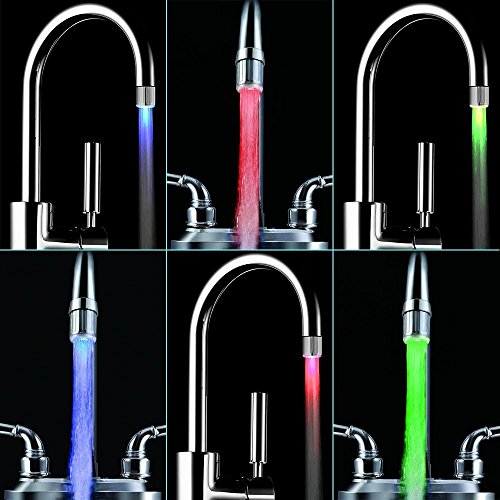 3-Color Led Faucet Lights Temperature Sensitive Three Color Changing Faucet Tap LED Faucet Light Water Faucet LED Aerator For Kitchen Bathroom Bath Basin Sink(1pcs)