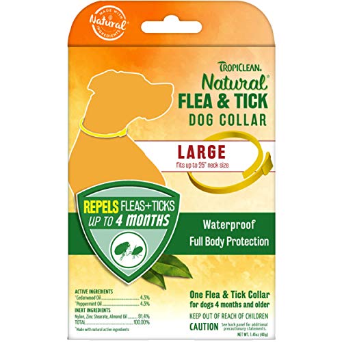 TropiClean Natural Flea & Tick Repellent Collar for Large Dogs - Natural Protection from Fleas & Ticks - Effective Pest Control Solution for Pets - Made with Natural Active Ingredients