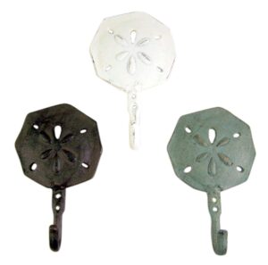 sand dollar cast iron wall hook 6 1/2 inch (set of 3)