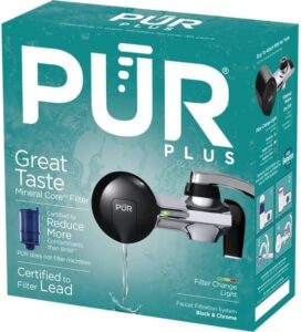 pur faucet water filter, pfm200b, black and chrome