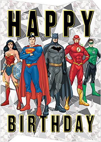 Paper House Justice League Die Cut Foil Superhero Birthday Card for Kids