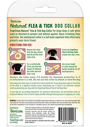 TropiClean Natural Flea & Tick Repellent Collar for Large Dogs - Natural Protection from Fleas & Ticks - Effective Pest Control Solution for Pets - Made with Natural Active Ingredients