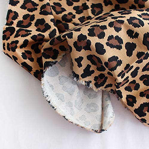 Cotton Fabric Leopard Fabric by The Yard 110cm Wide Cozy Trend Leopard (Beige Brown)