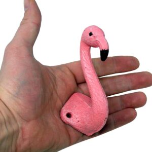 Pink Flamingo Cast Iron Wall Hook 4 Inch (Set of 3)