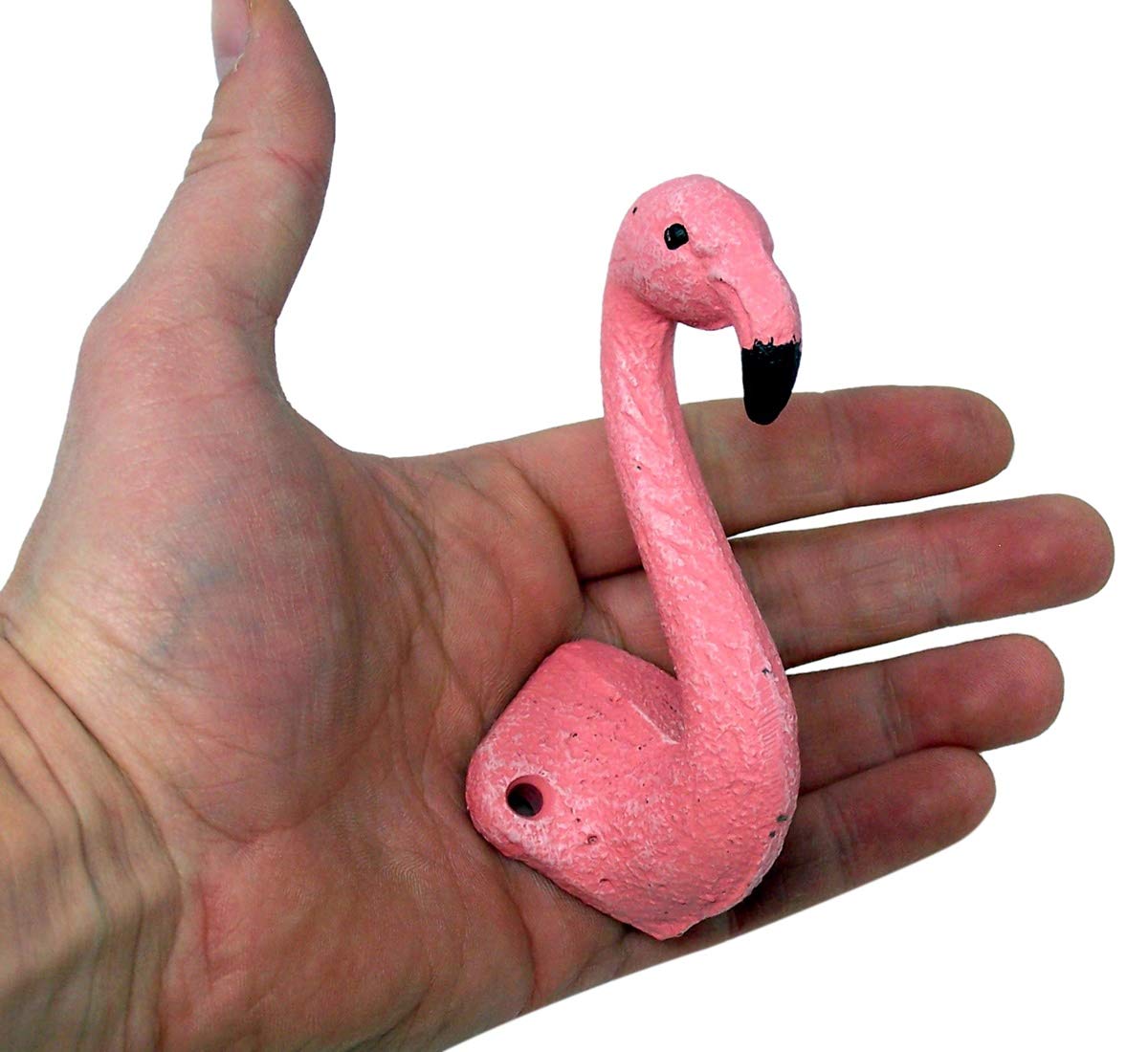 Pink Flamingo Cast Iron Wall Hook 4 Inch (Set of 3)