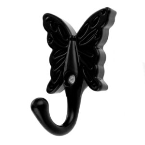 4 pcs wall mounted hanger hooks vintage door hangers for clothes towel coat hat butterfly patterned black (length:2-1/4", width: 1-3/8")