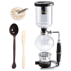 Amarine Made 5-Cup Siphon Coffee Maker, Tabletop Siphon Coffee Maker, Glass Siphon Vacuum Coffee Maker, 16 Ounce, Clear with Alcohol Burner (TCA-5)