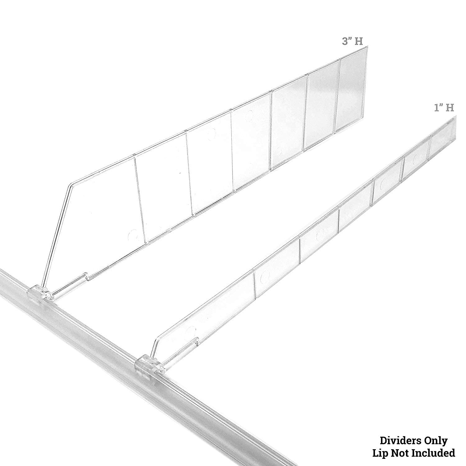 3" H Snap on Adjustable Depth Shelf Dividers for 10" D to 16" D Shelves, 50 Pack