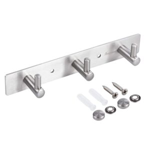 Sagmoc Key Holder Wall Mounted Coat&Towel Hook Rack Brushed Nickel 7.9-Inch with 3 Key Hooks for Entryway,Door, Bathroom, Kitchen Foyer, Hallway(304 Stainless Steel,Silver)