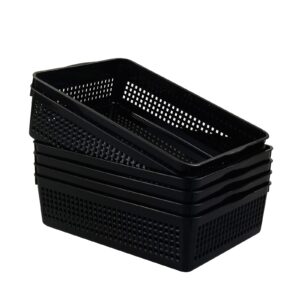 hommp 6-pack plastic paper storage baskets trays, black a4 storage basket