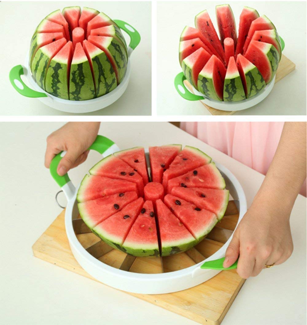 NEX Watermelon Slicer Cutter, Stainless Steel Melon Fruit Round Quickly Cut Tool, Multifunctional Peeler Corer for Cantaloupe Apple Pineapple, Kitchen Slicer Gadget