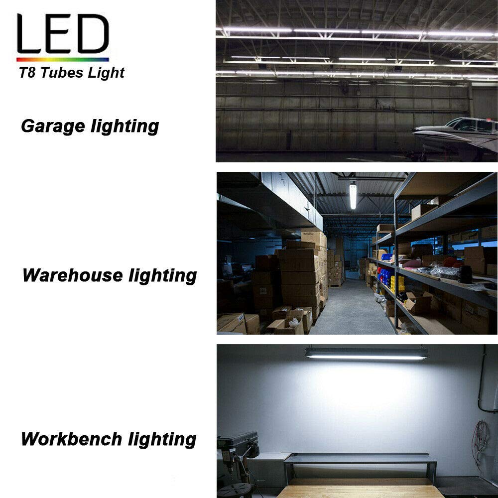 (10-Pack), 8FT LED Shop Light Fixture,Super Bright 120W 6000K/White 19000LM Hanging/Surface Mount 8 Foot Led Lights, 4 Rows V Shape 96" LED Shop Lights,Linkable T8 LED Tube Lights for Garage Warehouse