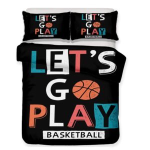 Basketball Bedding Set Twin Size,3D Sports Basketball Duvet Cover Set 2 Piece (1 Duvet Cover 1 Pillowcases) Basketball Bedspread for Kids