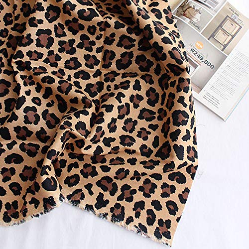 Cotton Fabric Leopard Fabric by The Yard 110cm Wide Cozy Trend Leopard (Beige Brown)