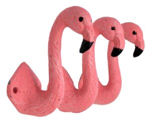 pink flamingo cast iron wall hook 4 inch (set of 3)