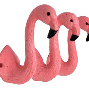 Pink Flamingo Cast Iron Wall Hook 4 Inch (Set of 3)