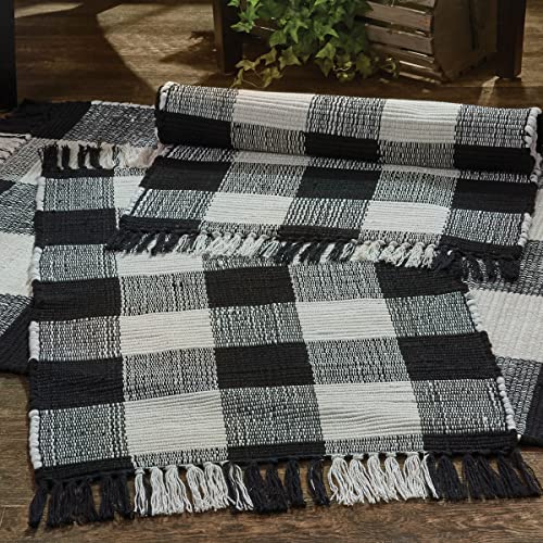 Park Designs Buffalo Check Rag Rug - Black & Cream