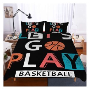 Basketball Bedding Set Twin Size,3D Sports Basketball Duvet Cover Set 2 Piece (1 Duvet Cover 1 Pillowcases) Basketball Bedspread for Kids