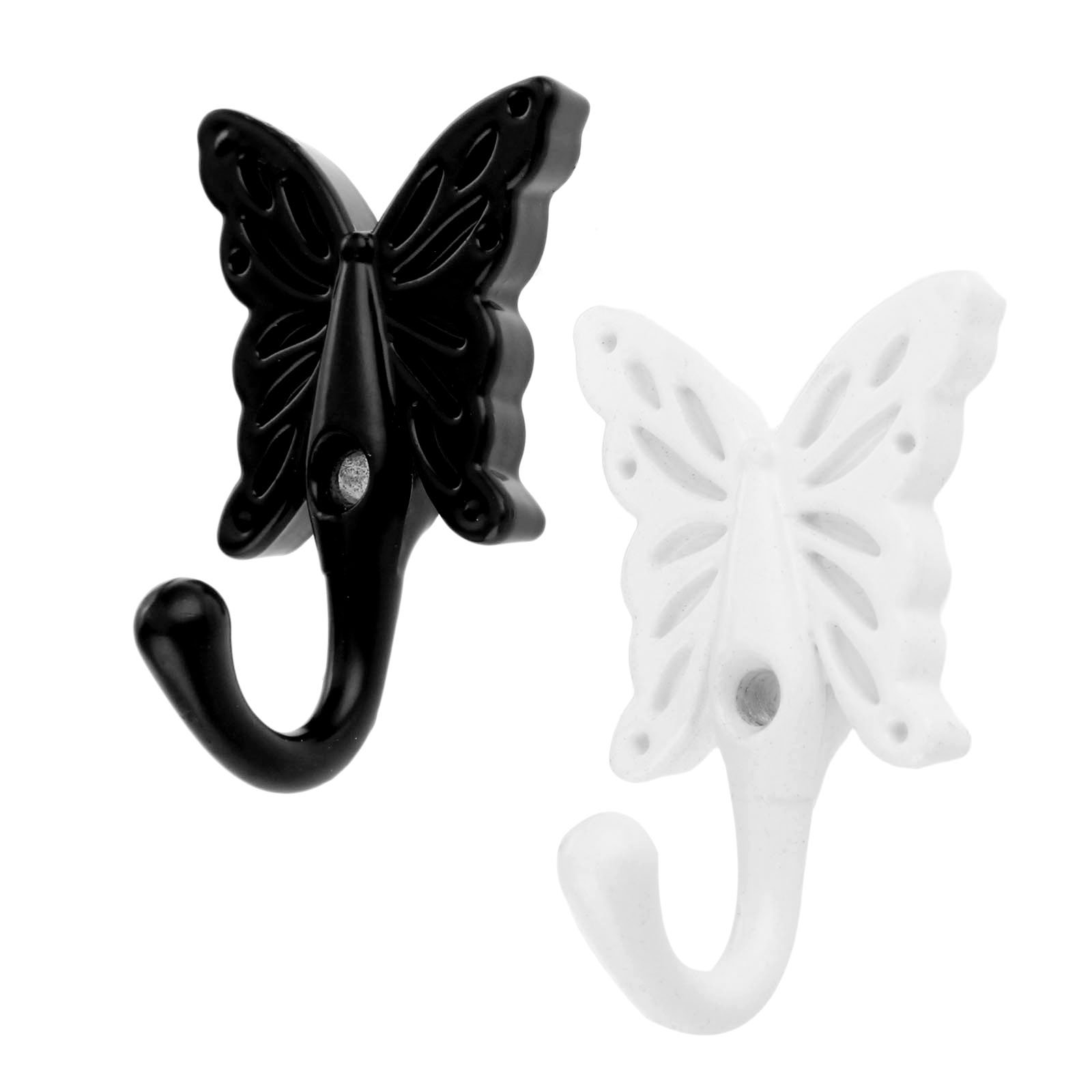 4 PCS Wall Mounted Hanger Hooks Vintage Door Hangers for Clothes Towel Coat Hat Butterfly Patterned Black (Length:2-1/4", Width: 1-3/8")