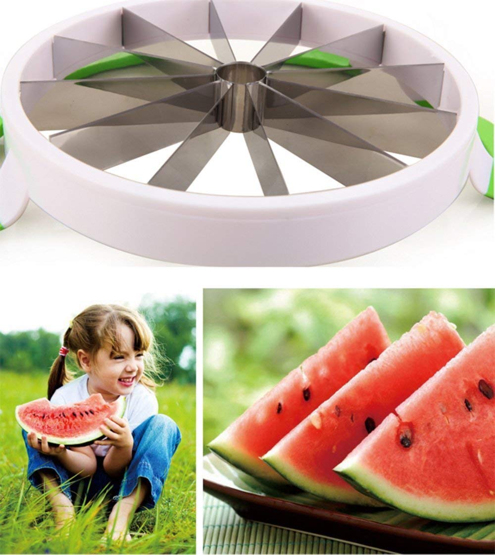 NEX Watermelon Slicer Cutter, Stainless Steel Melon Fruit Round Quickly Cut Tool, Multifunctional Peeler Corer for Cantaloupe Apple Pineapple, Kitchen Slicer Gadget