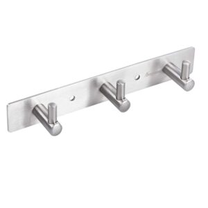 sagmoc key holder wall mounted coat&towel hook rack brushed nickel 7.9-inch with 3 key hooks for entryway,door, bathroom, kitchen foyer, hallway(304 stainless steel,silver)