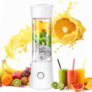 taillansin 2019 newest portable blender, usb rechargeable, food grade glass, 480ml capacity, 6-blade stainless steel mixing, easy clean and use