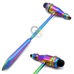 Tromner Neurological Reflex Hammer with Pointed Tip Handle for Cutaneous and Superficial Responses - Free-parts-for-life & - Multi Titanium Rainbow Color by G.S Online Store