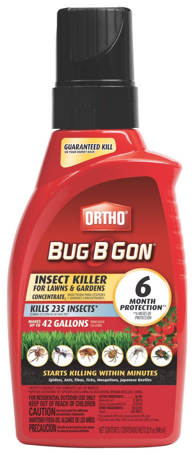 Ortho Bug B Gon Insect Killer for Lawn and Gardens Concentrate 1, 32 fl. oz. - Kills Spiders, Ants, Fleas, Ticks, Mosquitoes and Japanese Beetles - Makes Up to 42 gal.