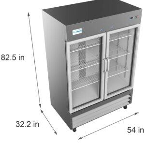 KoolMore - RIR-2D-GD 54" 2 Glass Door Commercial Reach-in Refrigerator Cooler with LED Lighting - 47 cu. ft, Stainless Steel