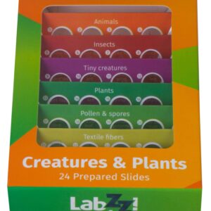 Levenhuk LabZZ CP24 Creatures and Plants Prepared Microscope Slides Set for Kids Children and Students Education