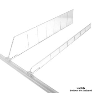 Adhesive Universal Shelf Lip for Adjustable Shelf Dividers, 48" L x .75" H, 10 Pack