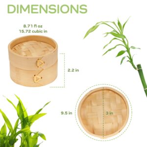 BambooMN 3 Inch Mini Bamboo Dim Sum Dumpling Steamer Basket for Dessert Party Favors Wedding Birthday Home Decorations Supplies, 10 Pieces