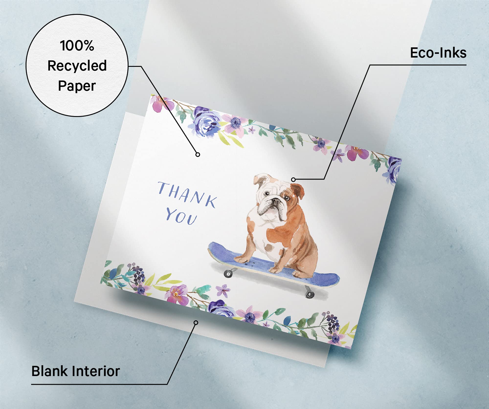 Twigs Paper Thank You Cards Dogs Design - 12 Assorted Dogs Thank You Cards with Envelopes - Made in USA Greeting Card - Eco Friendly Blank Cards and Envelopes - 5.5 x 4.25 Size Appreciation Cards