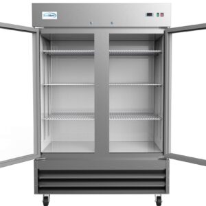 KoolMore - RIR-2D-GD 54" 2 Glass Door Commercial Reach-in Refrigerator Cooler with LED Lighting - 47 cu. ft, Stainless Steel