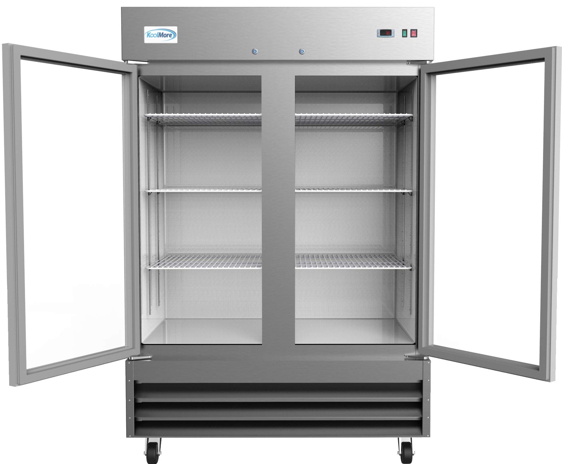 KoolMore - RIR-2D-GD 54" 2 Glass Door Commercial Reach-in Refrigerator Cooler with LED Lighting - 47 cu. ft, Stainless Steel