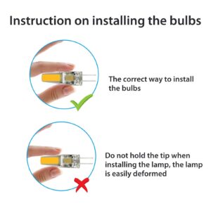 Lxcom Lighting G4 LED Bulb 12V Bi-Pin Base 1.5W LED COB Light Bulbs (10 Pack) 10W Halogen Replacement Warm White 3000K T3 G4 Base No Flicker for Under Cabinet Puck Light Landscape