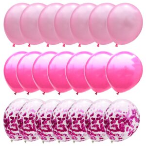 confetti balloons hot pink - metallic dark pink balloons for girls birthday fushia bridal baby shower party decorations 12inch 50packs