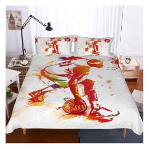 Basketball Bedding Set Twin Size,3D Sports Basketball Duvet Cover Set 2 Piece (1 Duvet Cover 1 Pillowcases) Basketball Bedspread for Kids