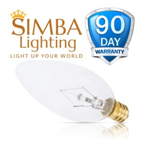 Simba Lighting Candelabra Torpedo Clear B10 CTC 25W E12 Base (12 Pack) Decorative Incandescent Light Bulbs 120V for Chandeliers, Ceiling Fan Lights, Pendants, Wall Sconces, Dimmable, Warm White 2700K