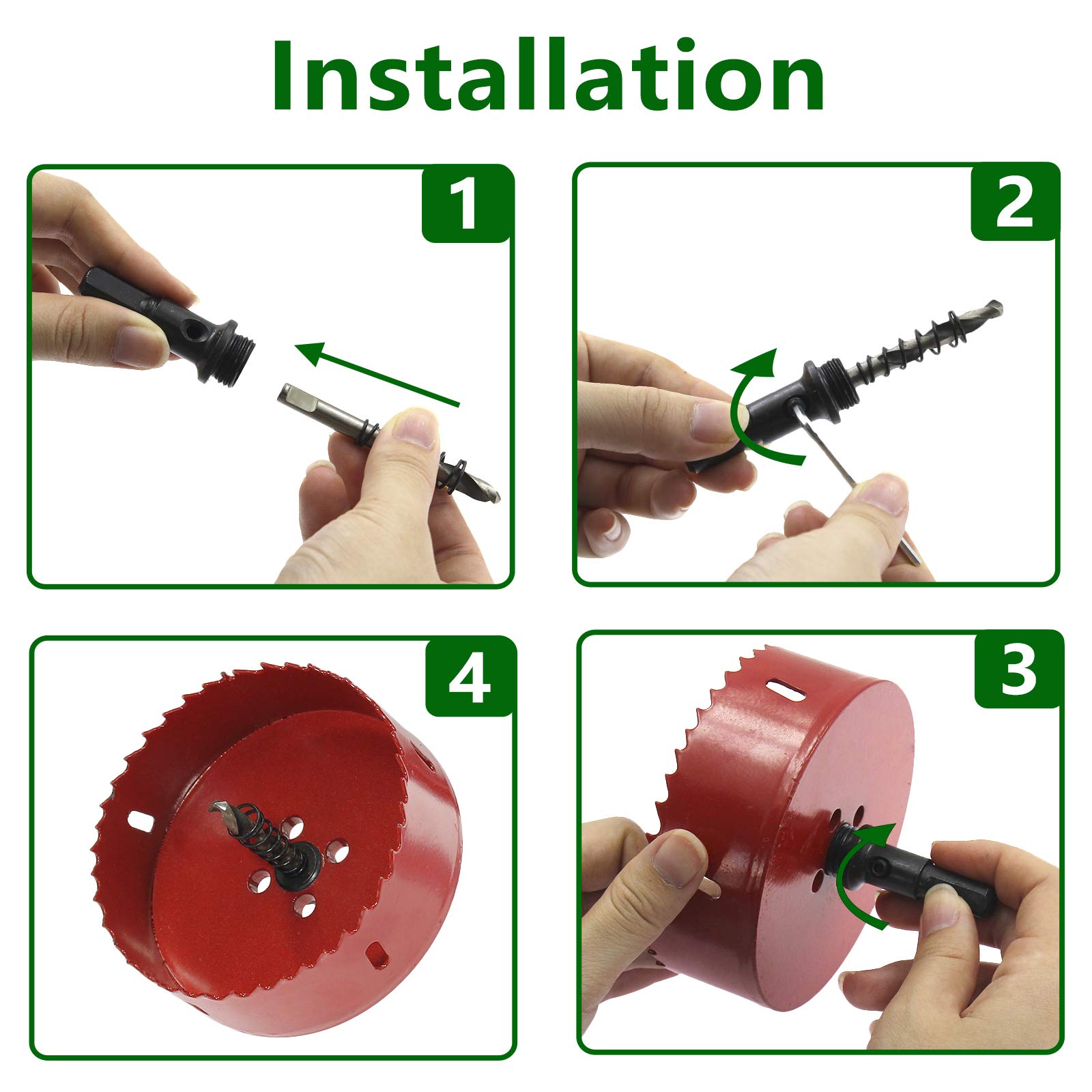 Luomorgo 100mm/4 Hole Saw, 1.4 inch Cutting Depth HSS Bi-Metal Hole Cutter for Wood Cornhole Boards Plastic Drywall & Metal Sheet