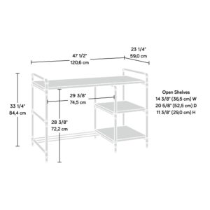 Sauder Iron City Desk, L: 47.48" x W: 23.23" x H: 33.23", Checked Oak Finish