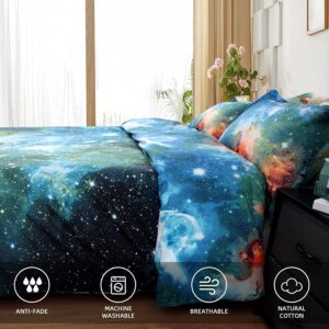 Duvet Cover Galaxy Bedding 3 of Set - Full Comforter Cover with Zipper and Corner Belt, Soft Breathable, ZHH