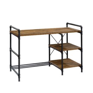 sauder iron city desk, l: 47.48" x w: 23.23" x h: 33.23", checked oak finish