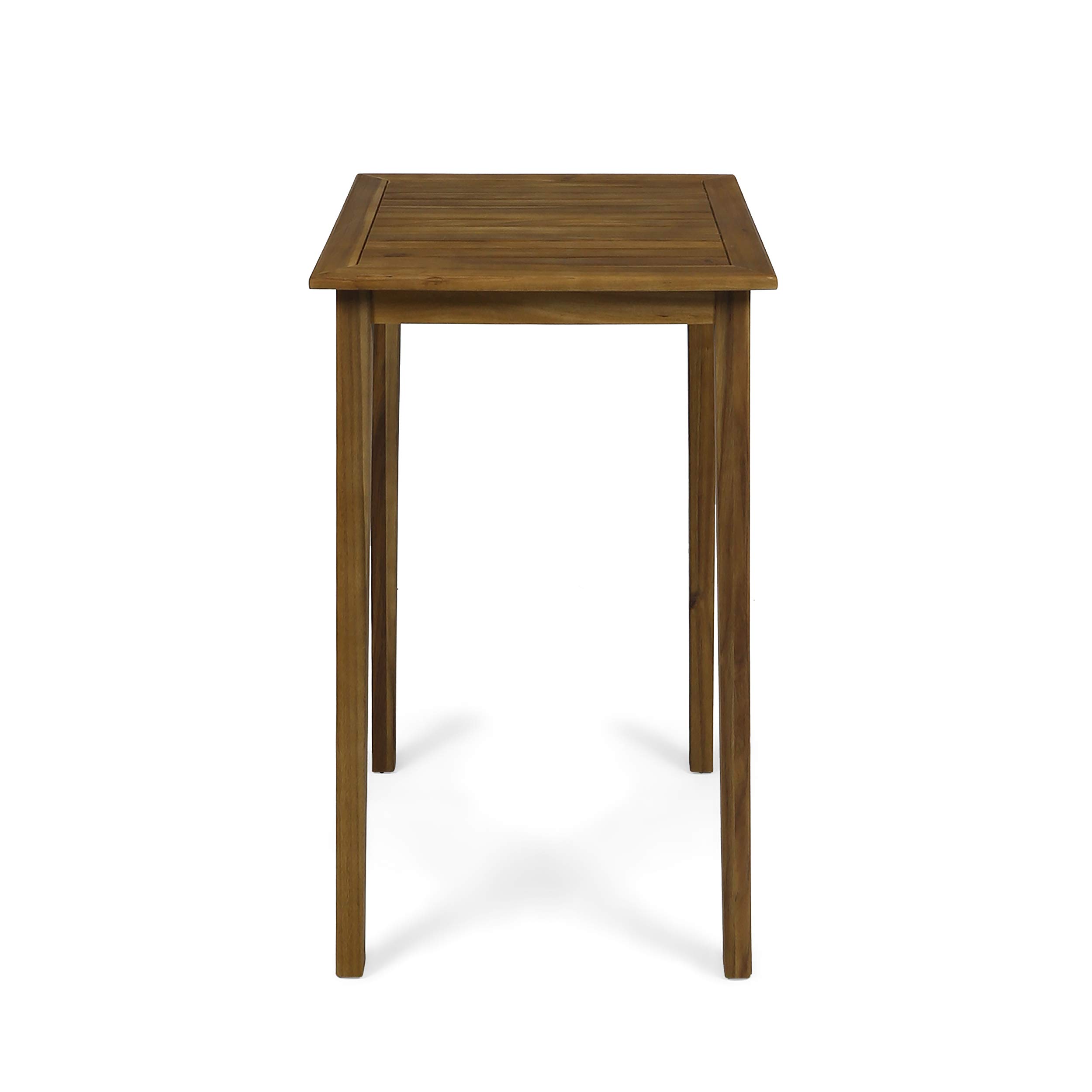 Christopher Knight Home Teresa Outdoor Minimalist Acacia Wood Square Bar Table Teak Finish