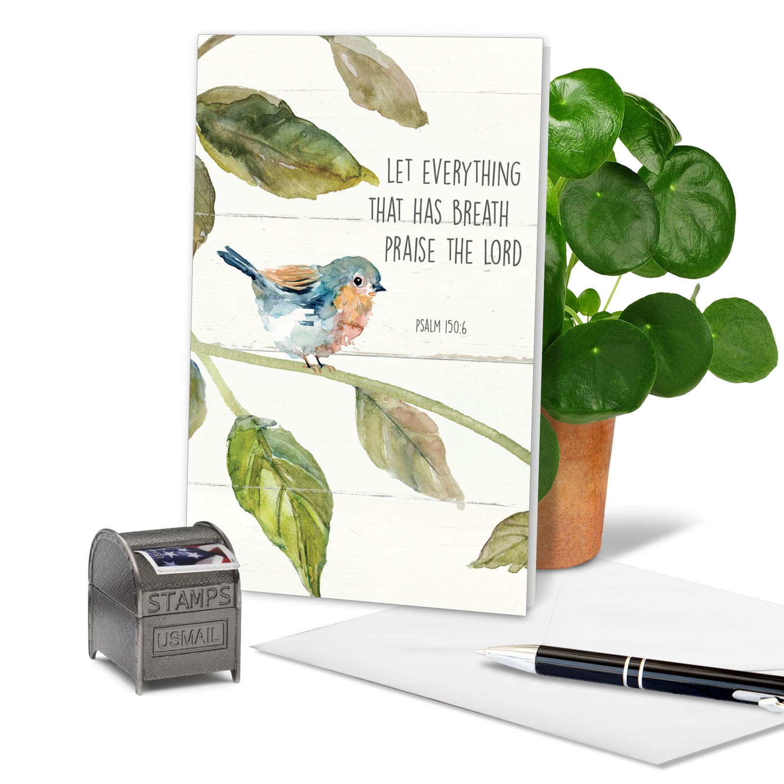 The Best Card Company - Congratulations Greeting Card with Envelope - Beautiful Appreciation, Celebration Card - Scripture Birds C7108ICGG