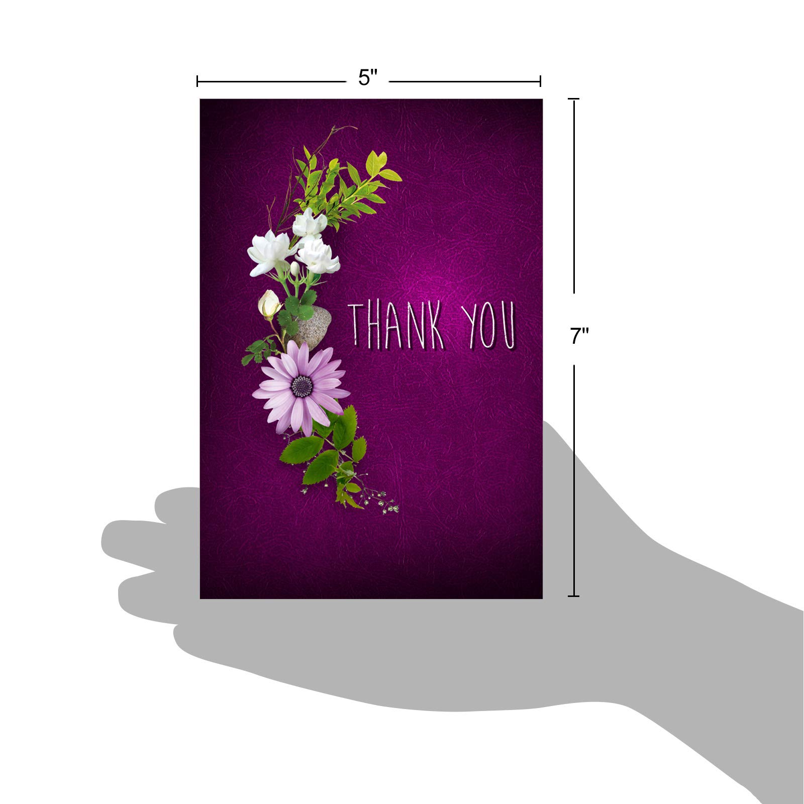 The Best Card Company Thank You Greeting Card with 5 x 7 Inch Envelope (1 Card) Many Thanks Purple C6842GTYG