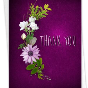 The Best Card Company Thank You Greeting Card with 5 x 7 Inch Envelope (1 Card) Many Thanks Purple C6842GTYG