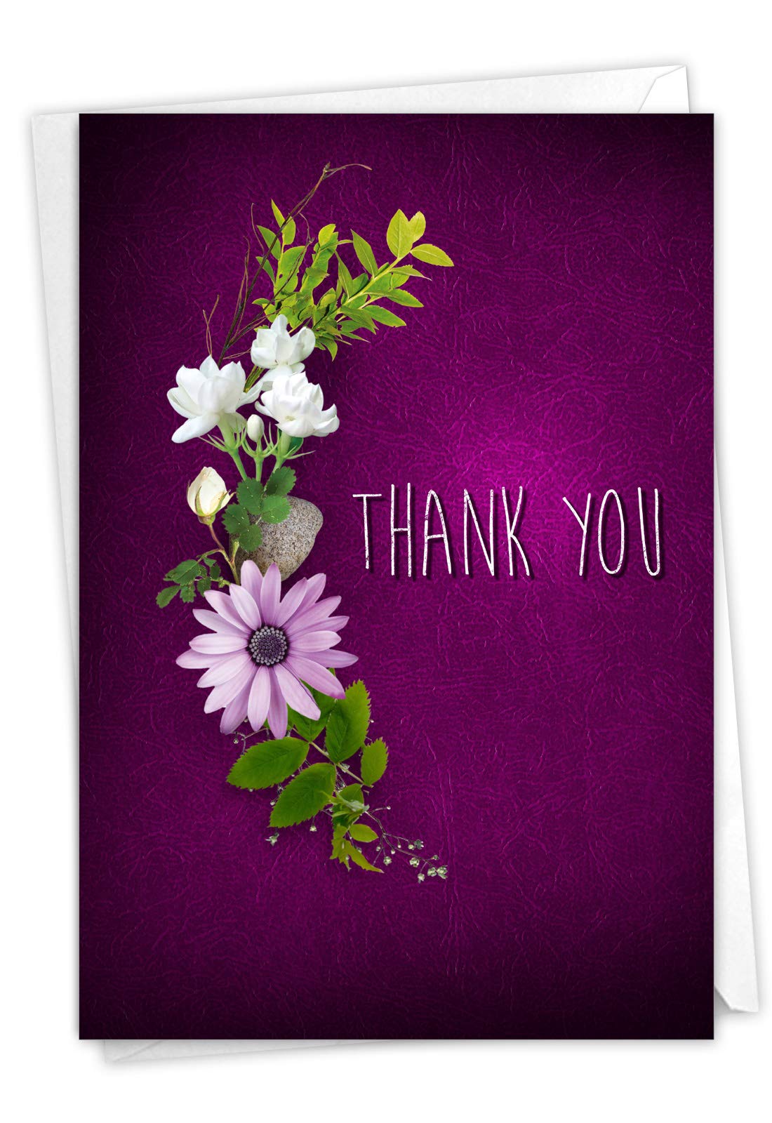 The Best Card Company Thank You Greeting Card with 5 x 7 Inch Envelope (1 Card) Many Thanks Purple C6842GTYG